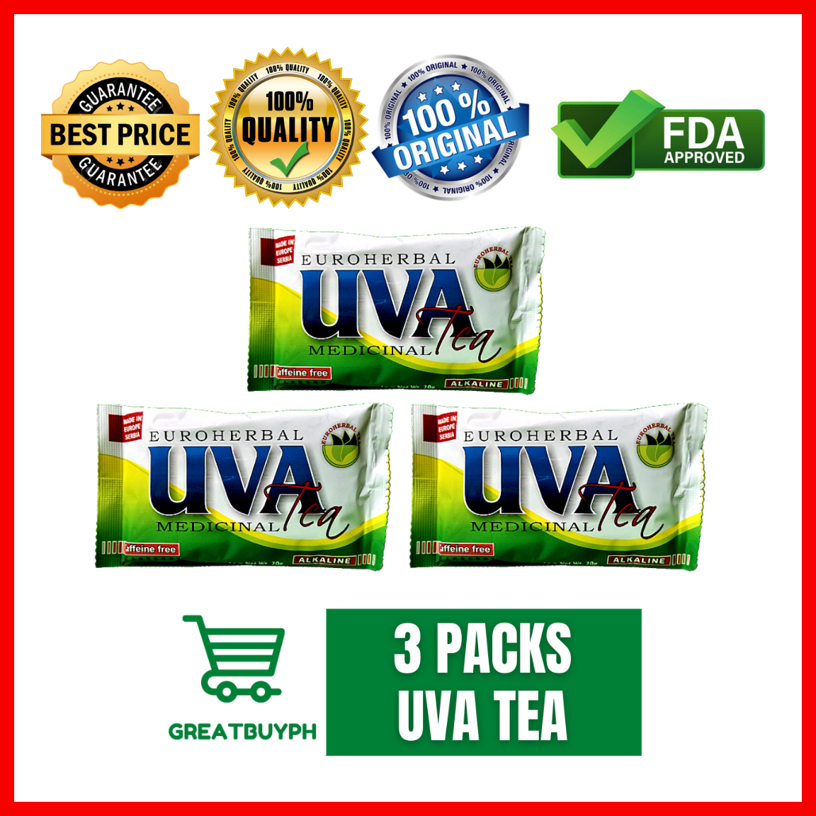 Uva Tea Original 3 PackS 60 Sachets, For Uti Kidney Stone Diabetes ...