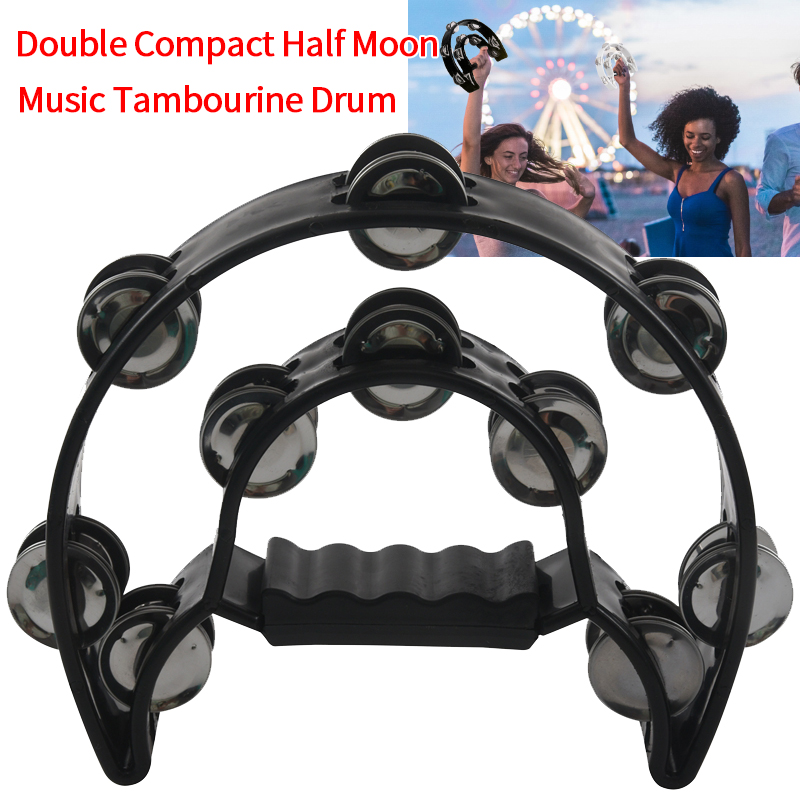 HotCompact Double Half Moon Music Tambourine Percussion Tamborine Drum ...