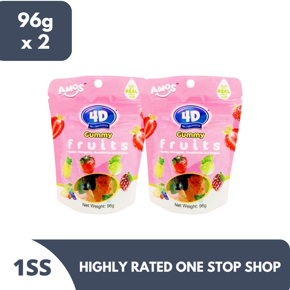 Amos 4D 3D Delicious Gummy Fruits 96g x 2 | Lazada PH