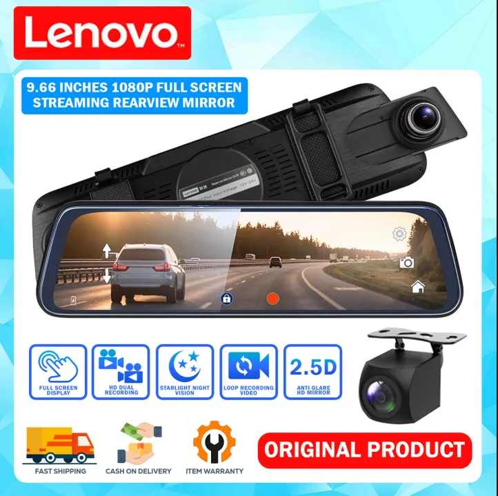LENOVO Dashcam for Car V7 / V7 Plus(1080P+1080P) with 10 Inch Streaming ...