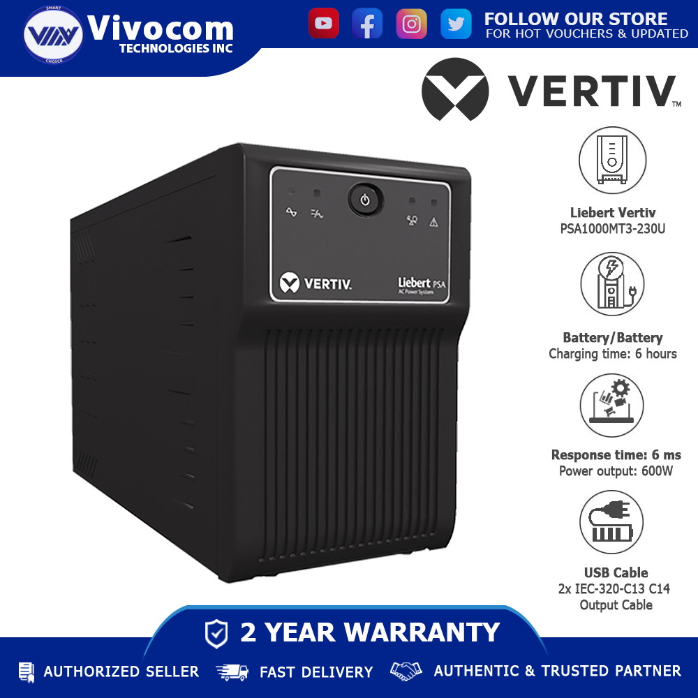 Vertiv Liebert PSA1000MT3-230U 1000VA 600W 230V UPS | Lazada PH