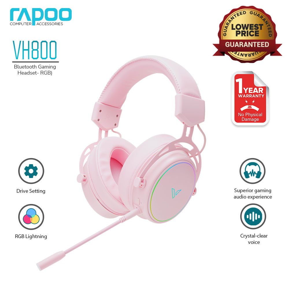 Rapoo VH800 Professional Dual-Mode Wireless/Wired Bluetooth RGB Gaming Headset Noise Reduction ...