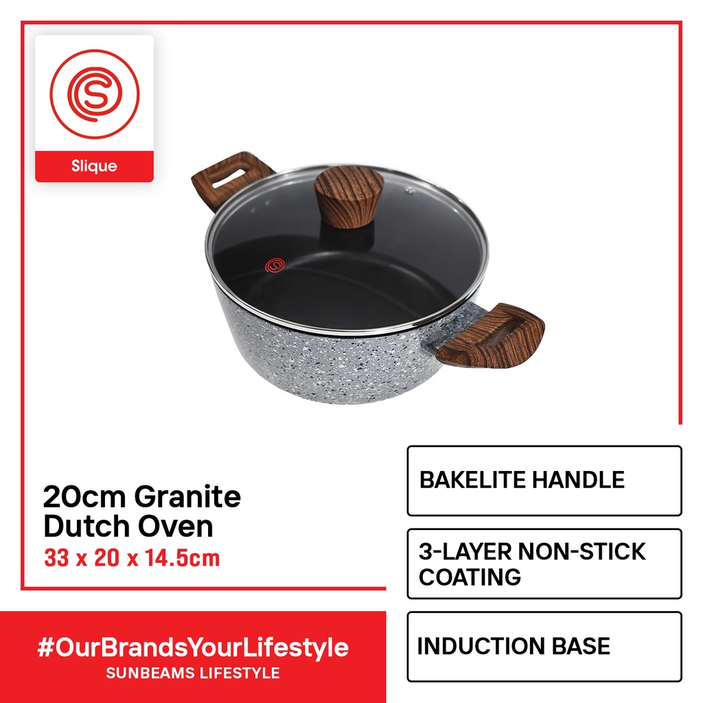SLIQUE Granite Dutch Oven 22cm Multi Layer Non-Stick Coating ...