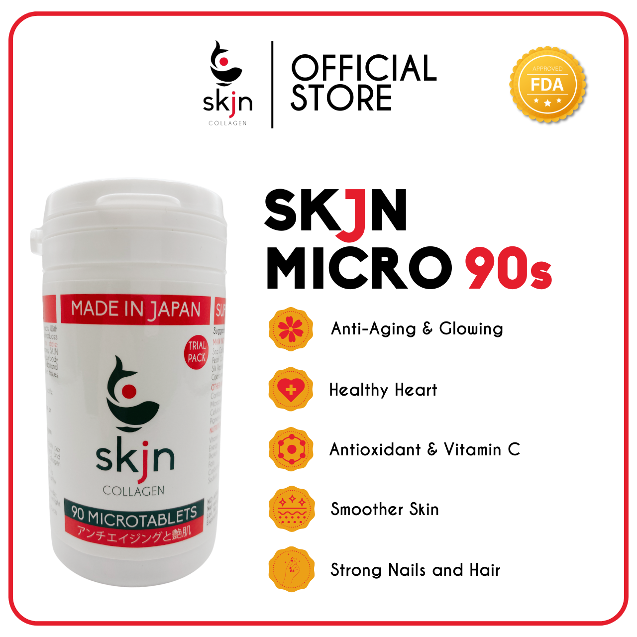 SKJN Collagen Micro 90 TABLETS Duma Bottle, Made in Japan. For ...