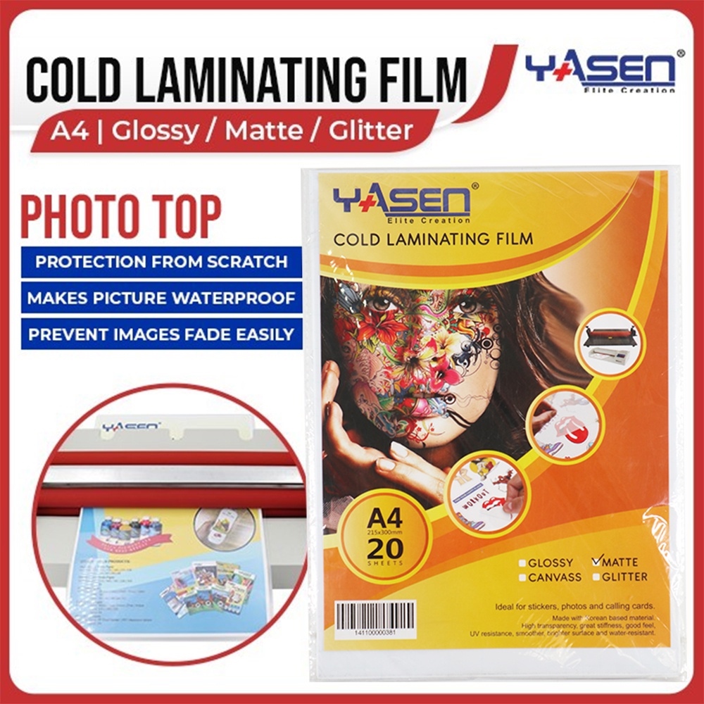 Cold Laminating Film Photo Top A4 (Glossy Matte Glitter) 20 Sheets ...