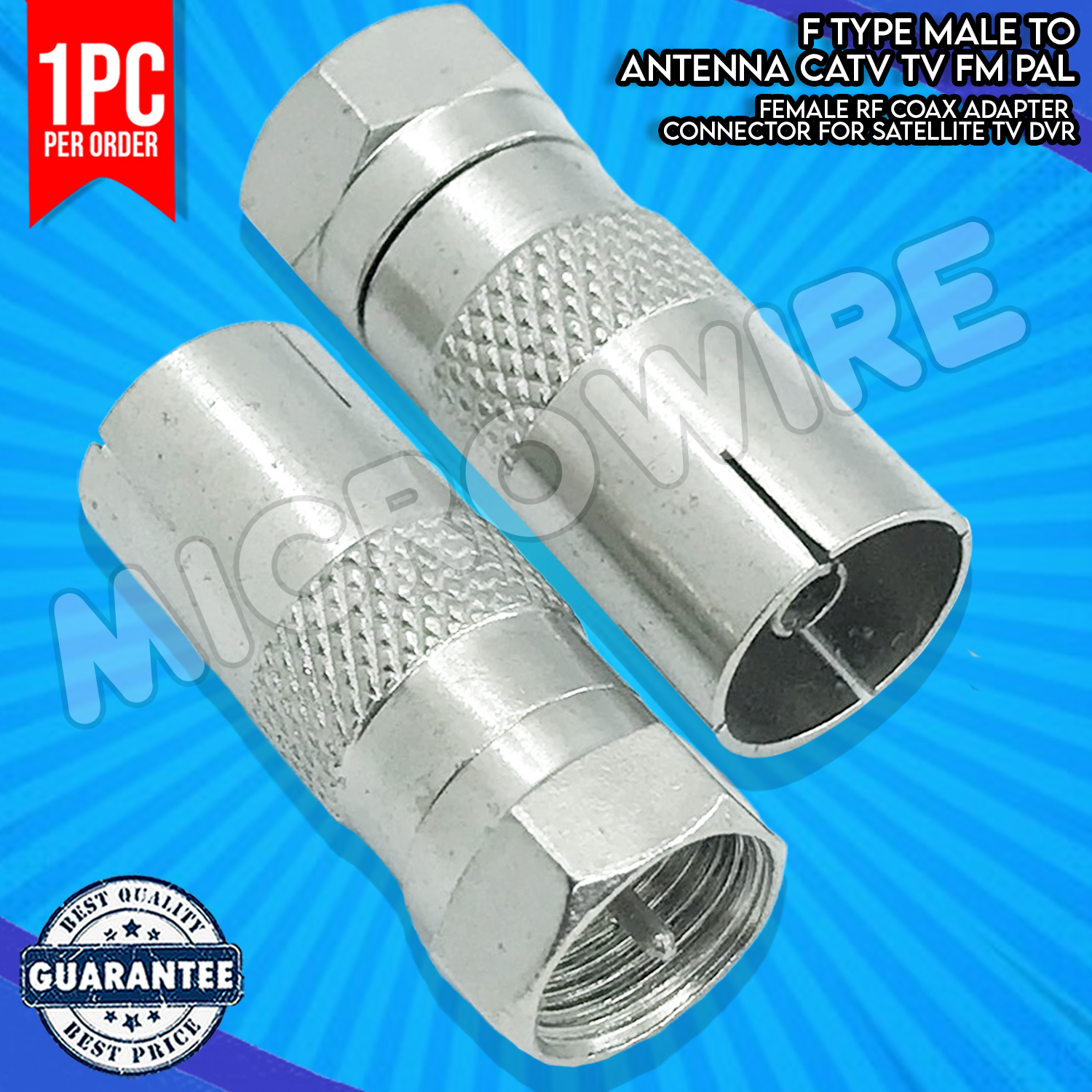F Type Male to Antenna CATV TV FM PAL Female RF Coax Adapter Connector ...