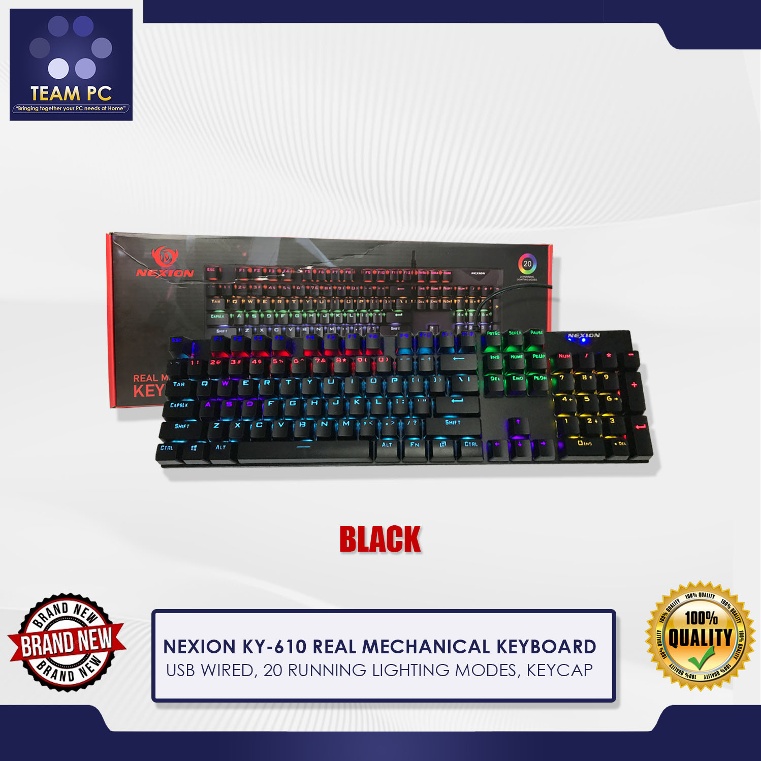 NEXION KY-610 REAL MECHANICAL KEYBOARD, USB WIRED, 20 RUNNING LIGHTING ...
