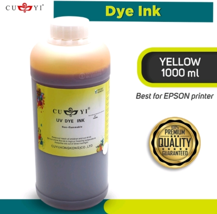 CUYI Dye Ink Refillable for Inkjet Printer 1000ml (1Liter) Black/Cyan ...