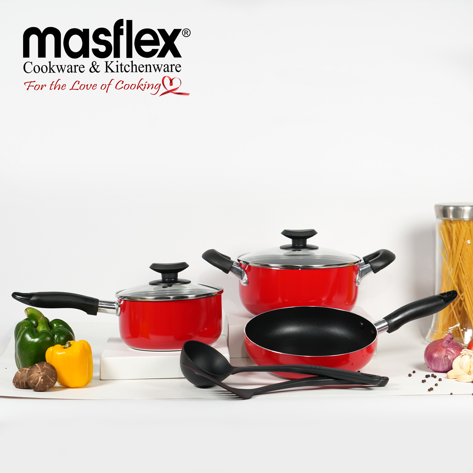 Masflex Aluminum Non-Stick Classic 7 piece Cookware Set (Induction ...