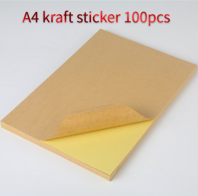 50/100 PCS A4 Sticker Paper Glossy/Matte PRINTABLE STICKER INKJET KRAFT ...