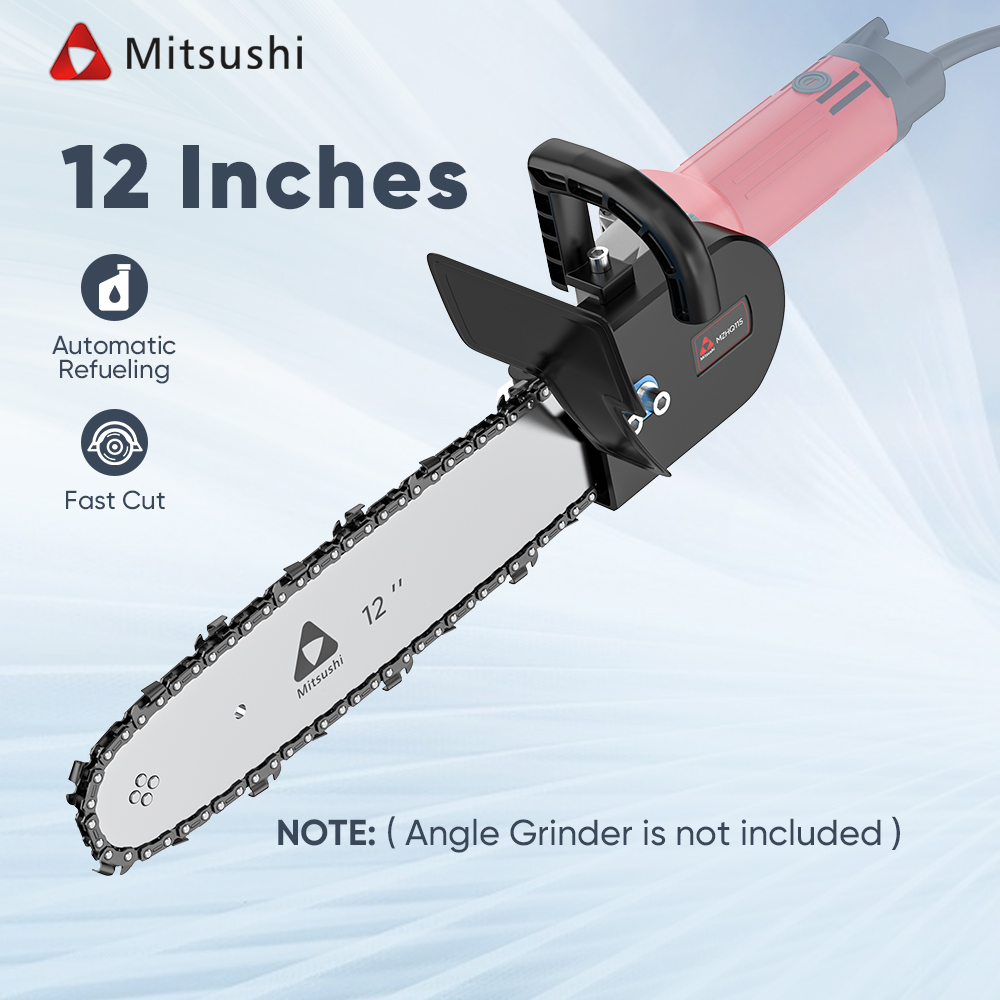 Mitsushi Electric Angle Grinder Chainsaw Adapter 12“ Chain and Bar ...