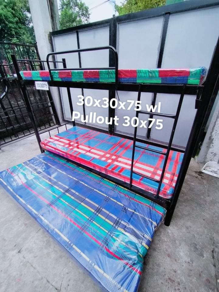 Double deck with pull out bed and 3 regular foam single size 30x30x75 ...