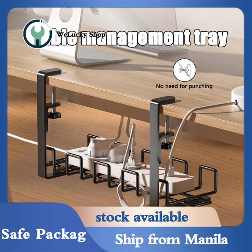 Under Desk Cable Management Tray No Drill, Metal Cable Management Under ...
