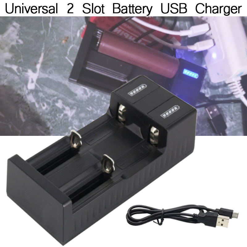 Universal 2 slot Battery USB Charger Smart Charging for Rechargeable ...