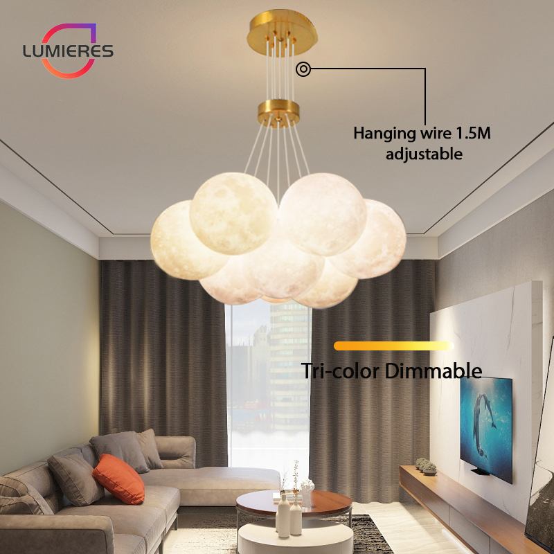 LED Ceiling Hanging Light Modern Planet Chandelier Lamp 3D Printed ...