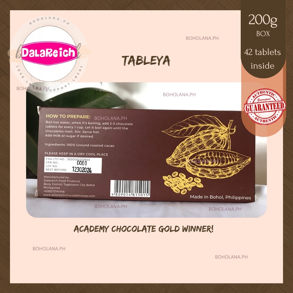AJDL sello4yxkzb Bohol Dalareich Tableya 200g/ Unsweetened Chocolate ...