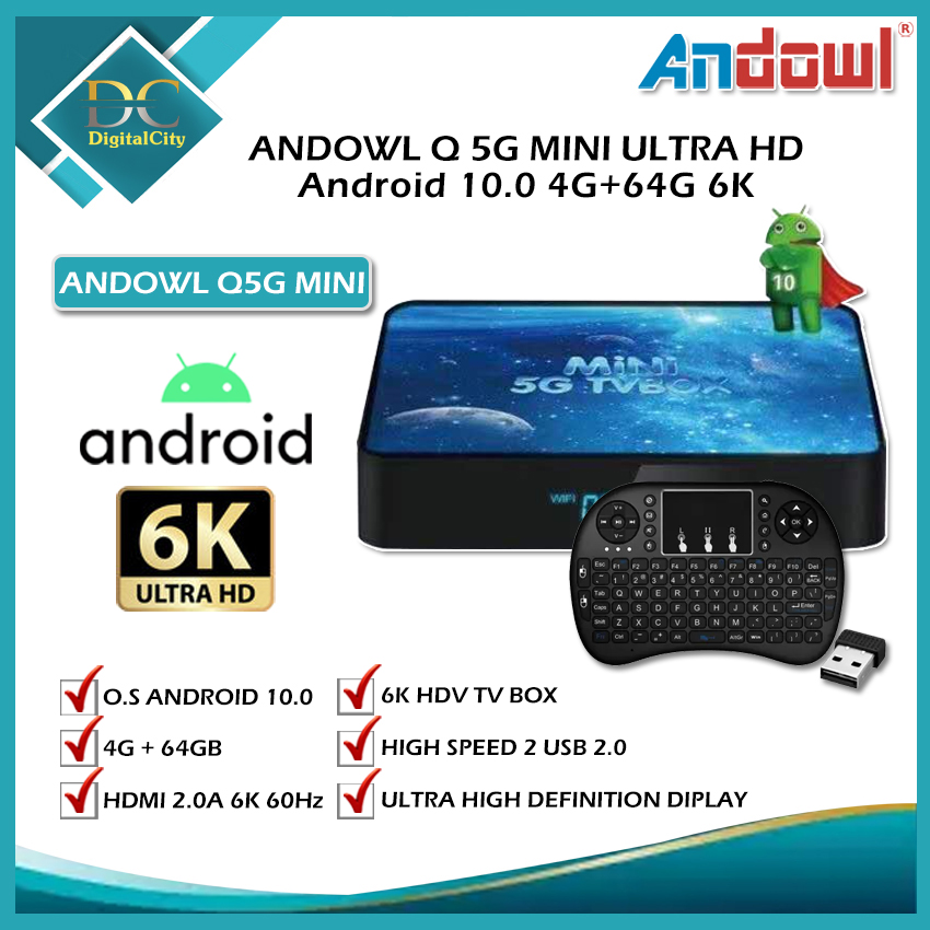 DIGITAL ANDOWL Q5G Mini WiFi Box 4G+64G 5G 6K Ultra HD Android Version ...