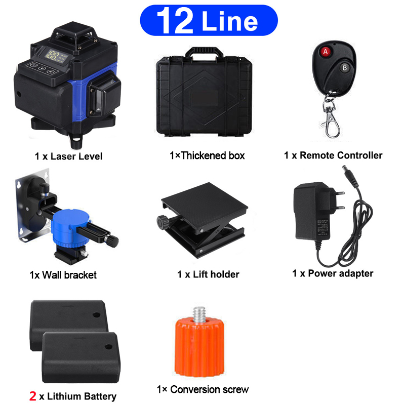 【HIGH PRECISION】16 Line 4D Green Light Laser Level Digital Level Self ...
