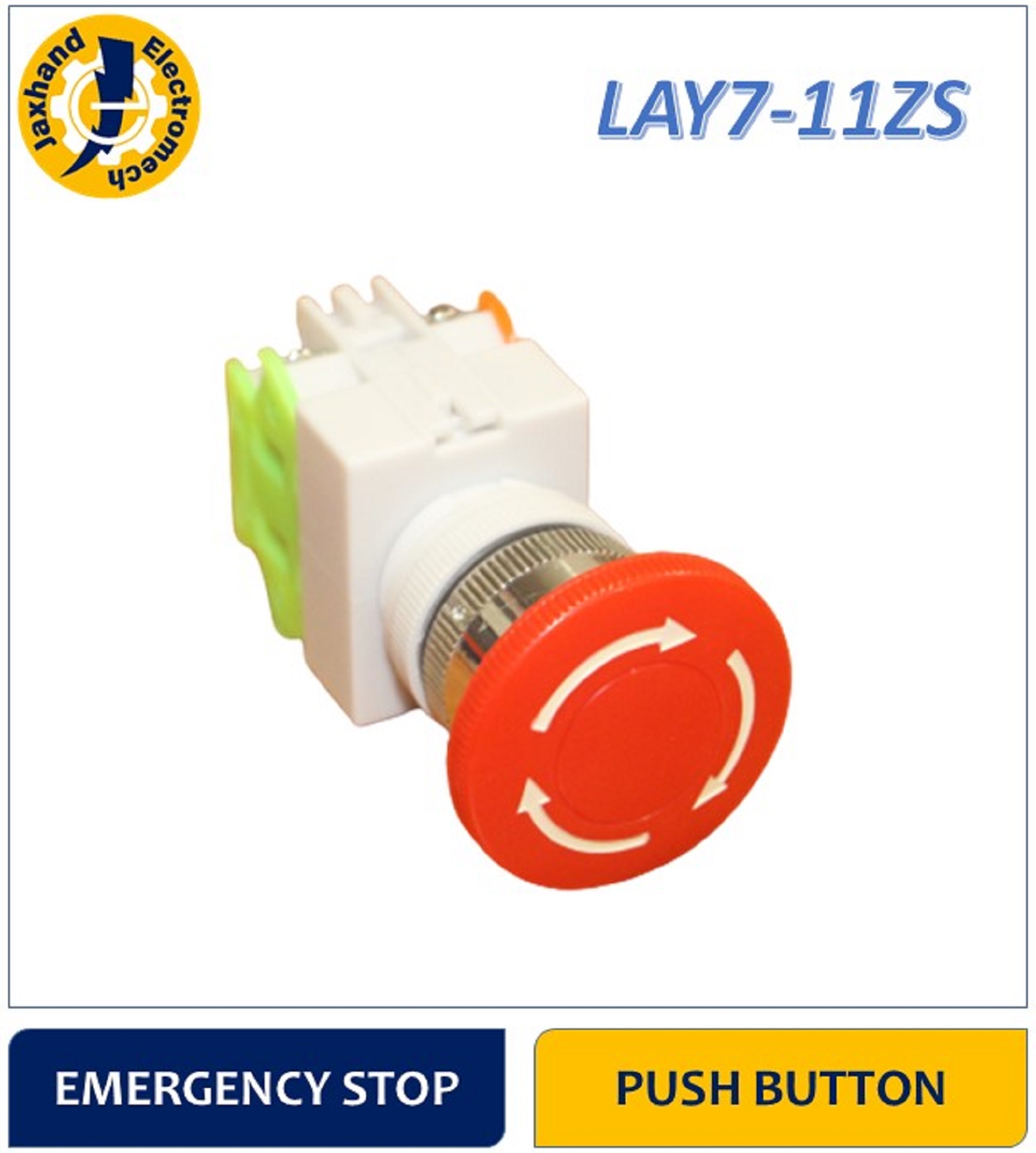 Emergency Stop Push Button 25mm 1NO + 1NC, Mushroom Type Rotation Auto ...
