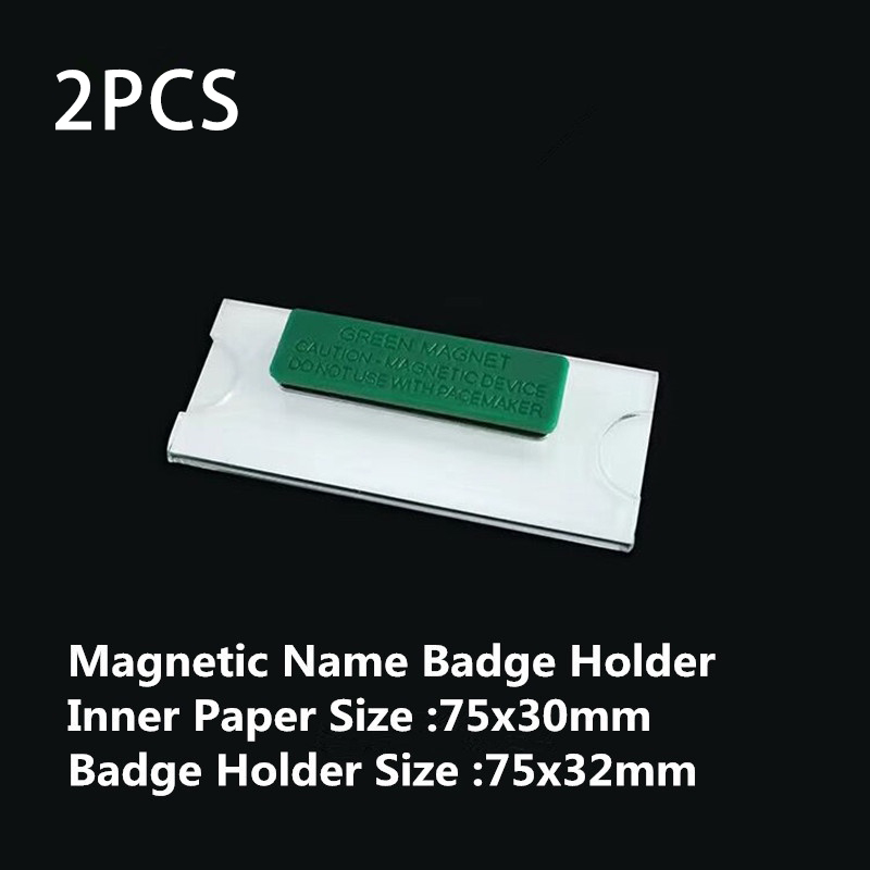 2pcs Magnetic Acrylic Name Tag Holders Clear Business Name ID Badge ...