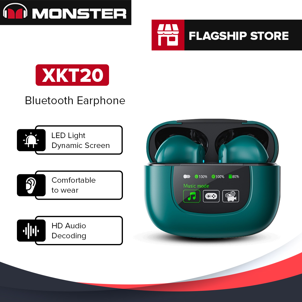 Monster XKT20 Gaming Earphone True Wireless Headsets with LED Screen ...