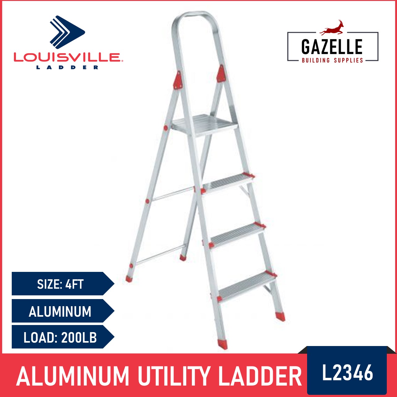 LOUISVILLE 3ft / 4ft Aluminum Platform Step Stool Euro Platform Utility ...
