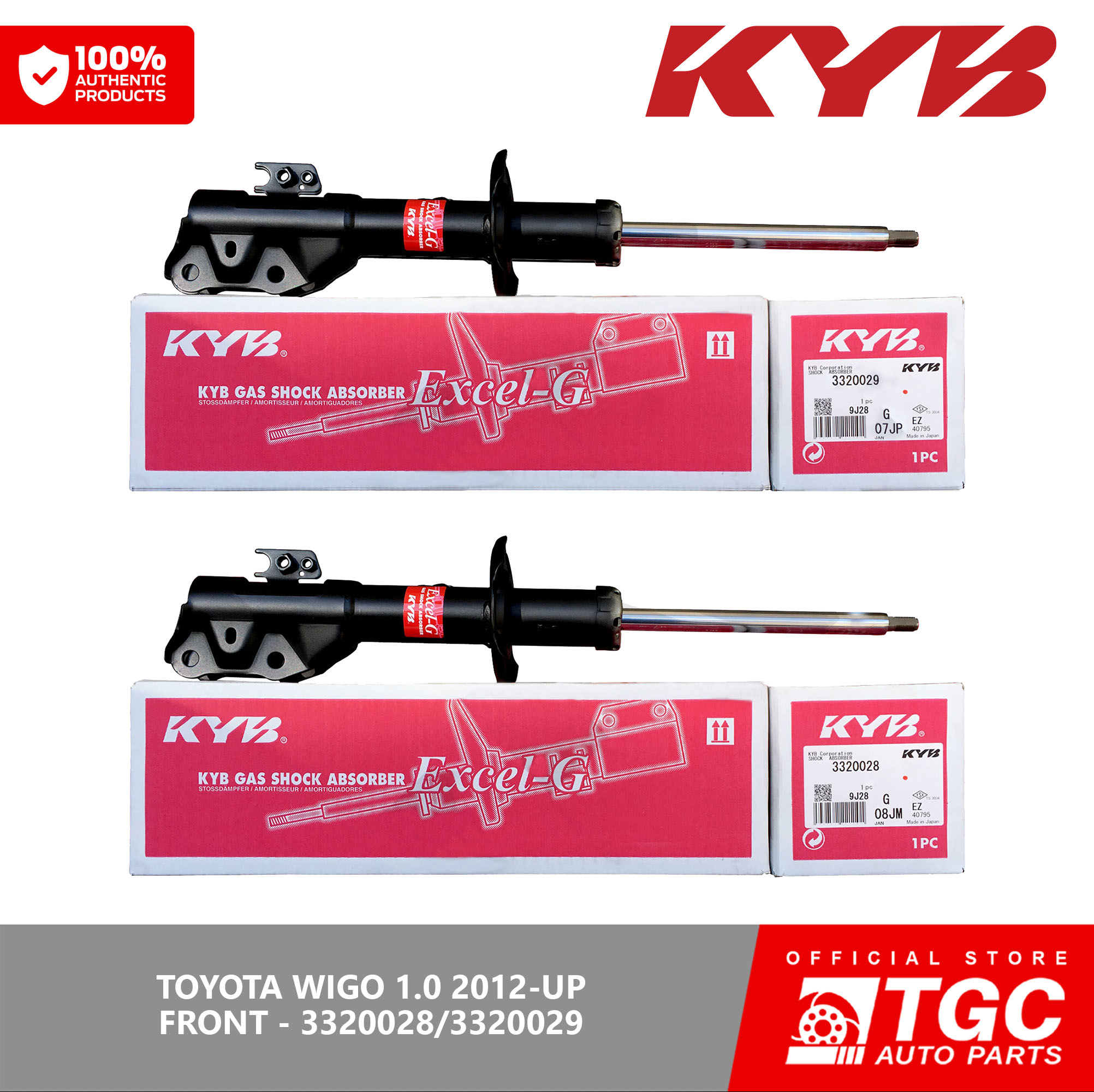 KYB KAYABA Excel G Front / Rear Shock Absorber for Toyota Wigo 2012 ...
