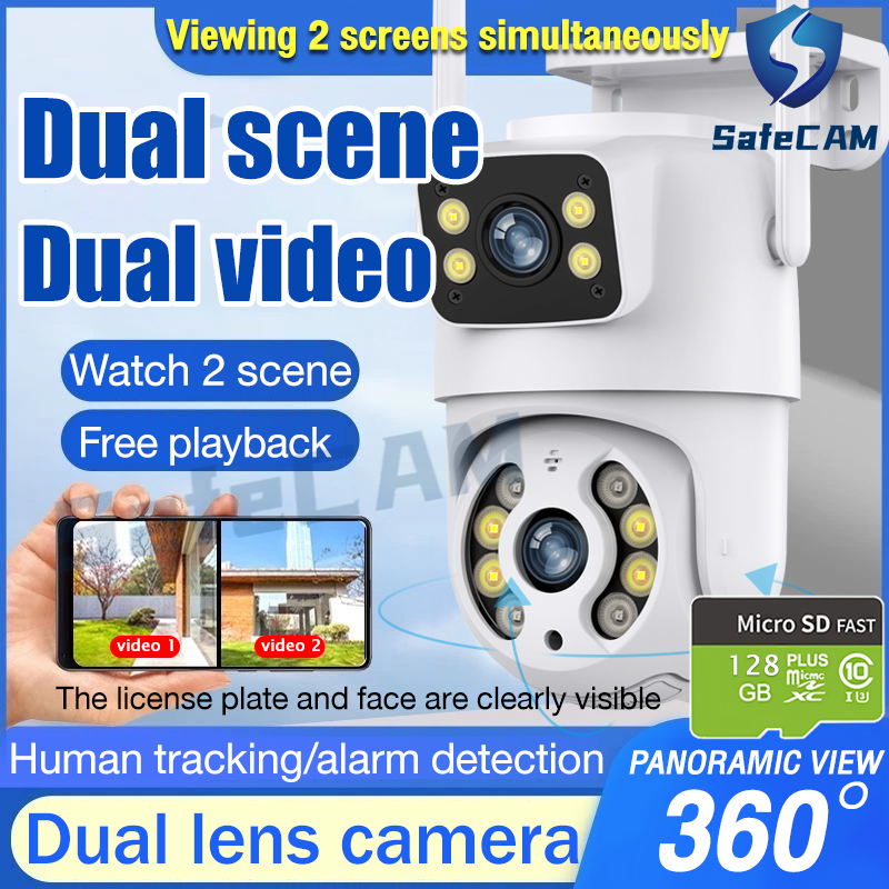 cctv camera outdoor dual lens wifi 8mp watch 2 areas dual-screen ...
