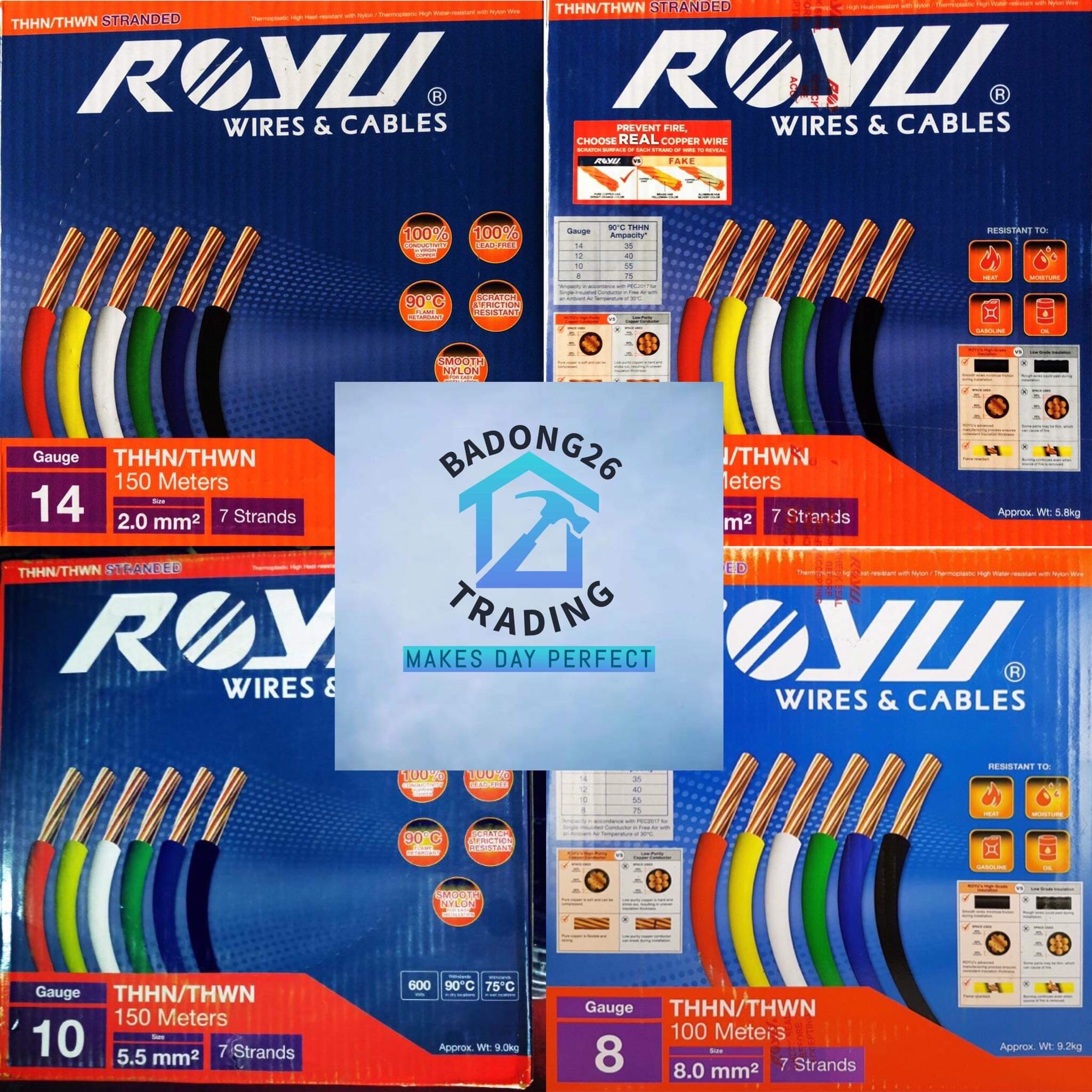 ROYU WIRE THHN PER METER (2.0mm #14) (3.5mm #12) | Lazada PH