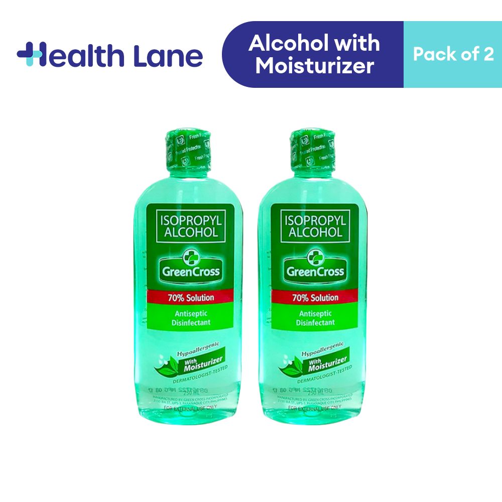 Green Cross Alcohol 70% Isopropyl with Moisturizer 250ml - Pack of 2 ...