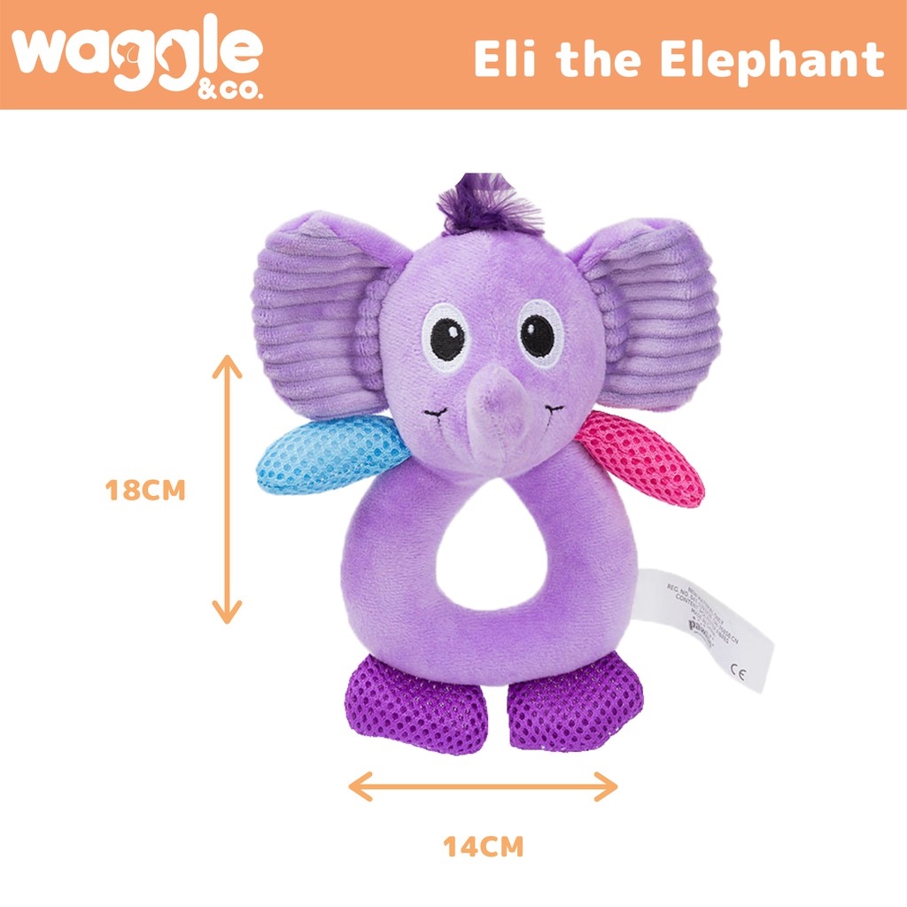 Waggle Co. Eli the Elephant Toy For Dogs/Cats with Squeaker / Pet ...