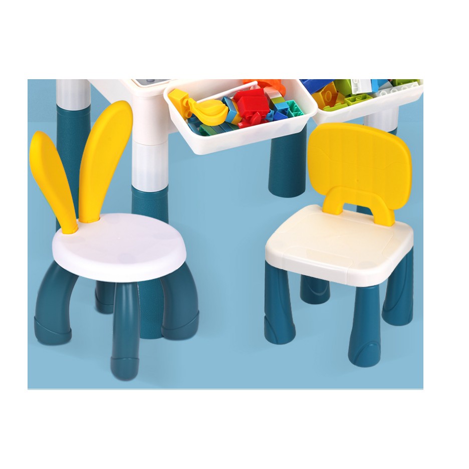 Kids 2in1 Plastic Building Blocks Table and 1 Chairs Set2chairs set+90 ...