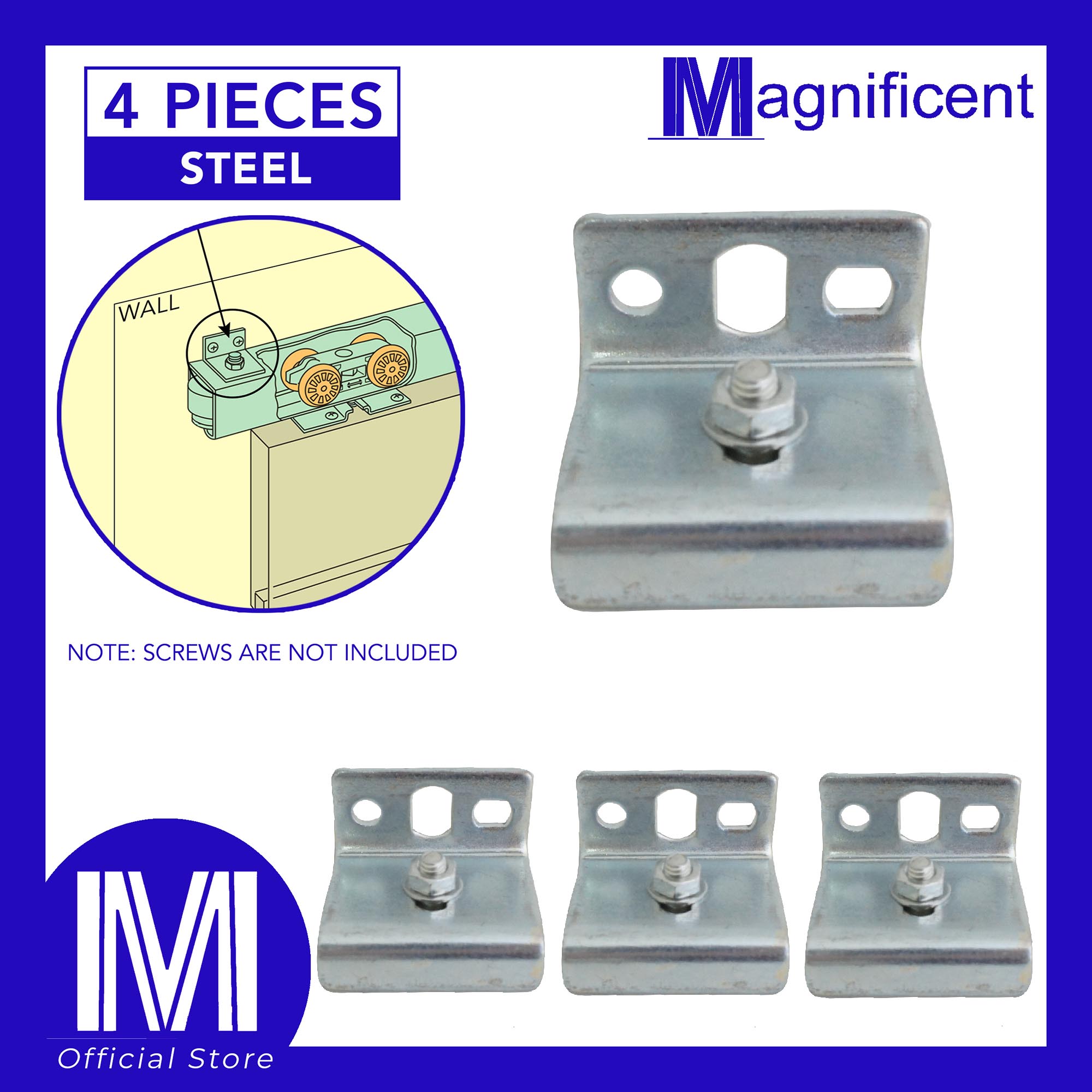 Wall Bracket Mounting Guide for Sliding Door Hanging Roller (4 pcs ...