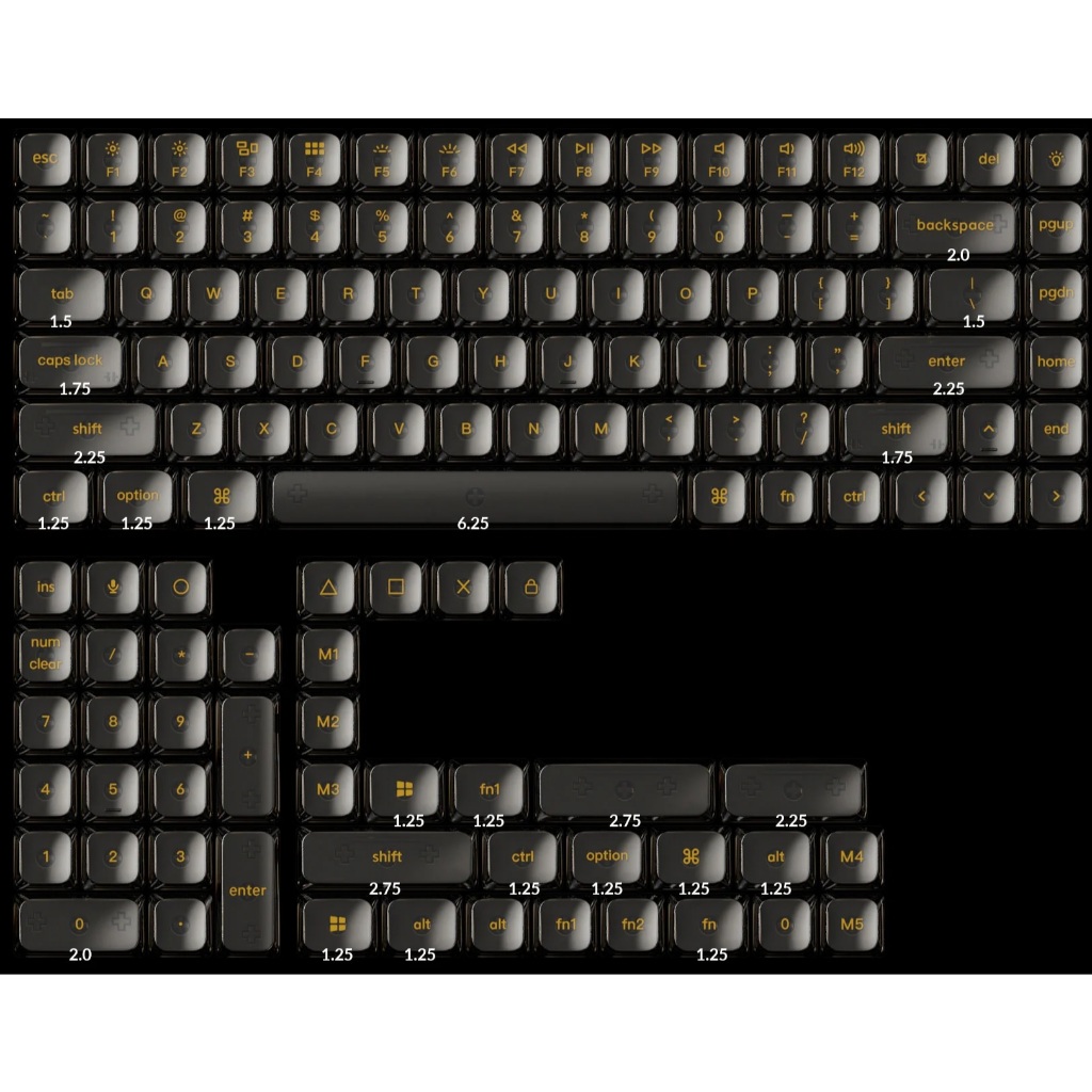 Keychron Black Transparent Low Profile LSA Full Set Keycap Set, KP-10 ...