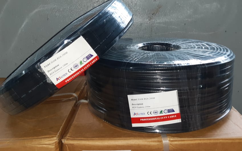 100 meters 200 meters Siamese Cable with DC Power for Surveillance CCTV ...