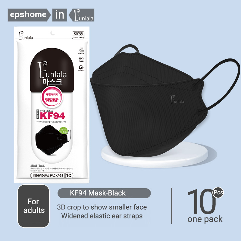 FUNLALA KF94 Mask Individual Packaging 50pcs Korea KF94 Face Mask with ...