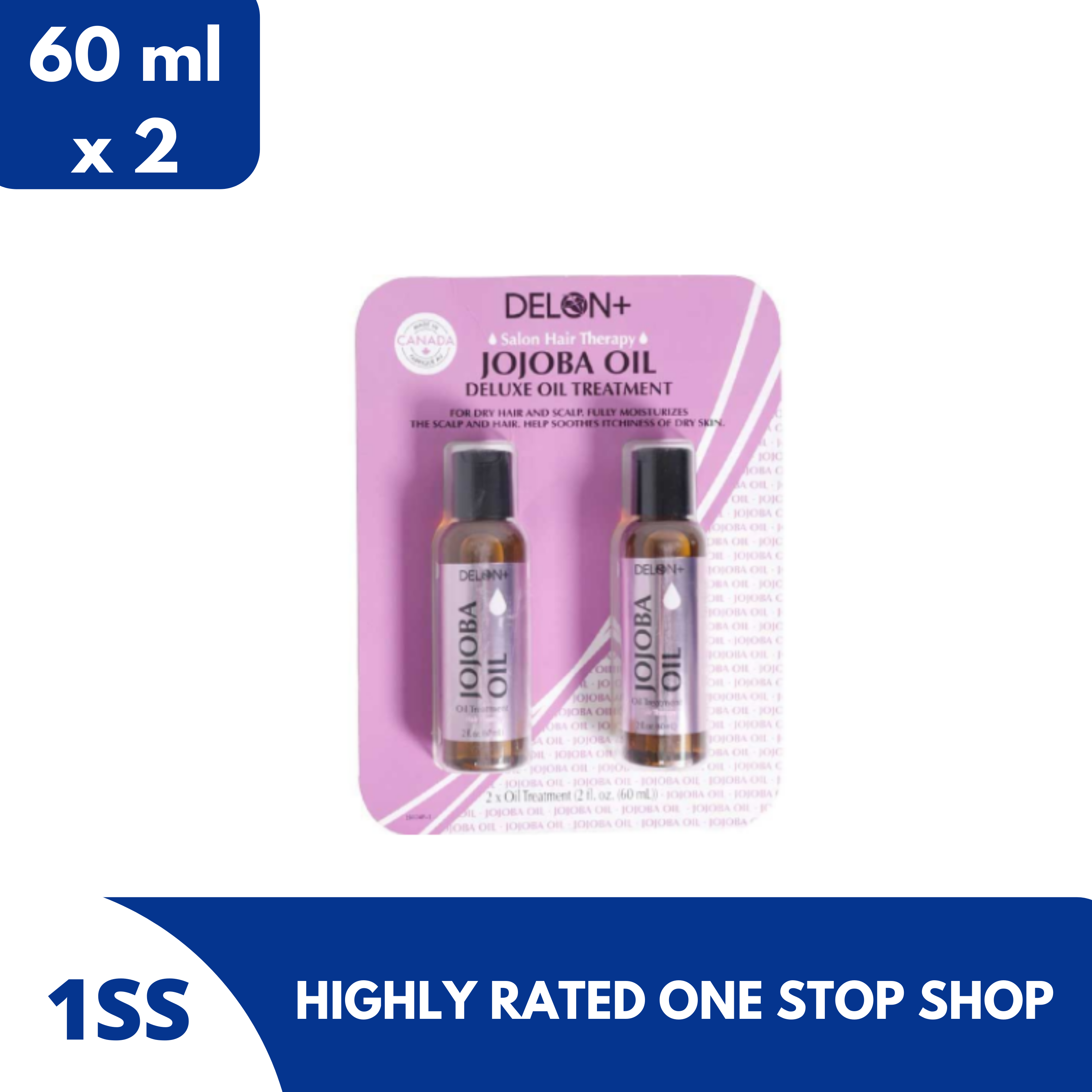 Delon Salon Hair Therapy Jojoba Oil Deluxe Oil Treatment, 60ml x 2 pcs ...