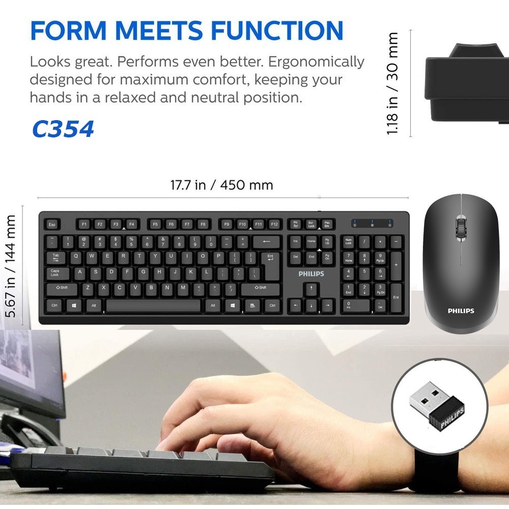 Philips C315/C354/N520 wireless silent keyboard and mouse combo set ...