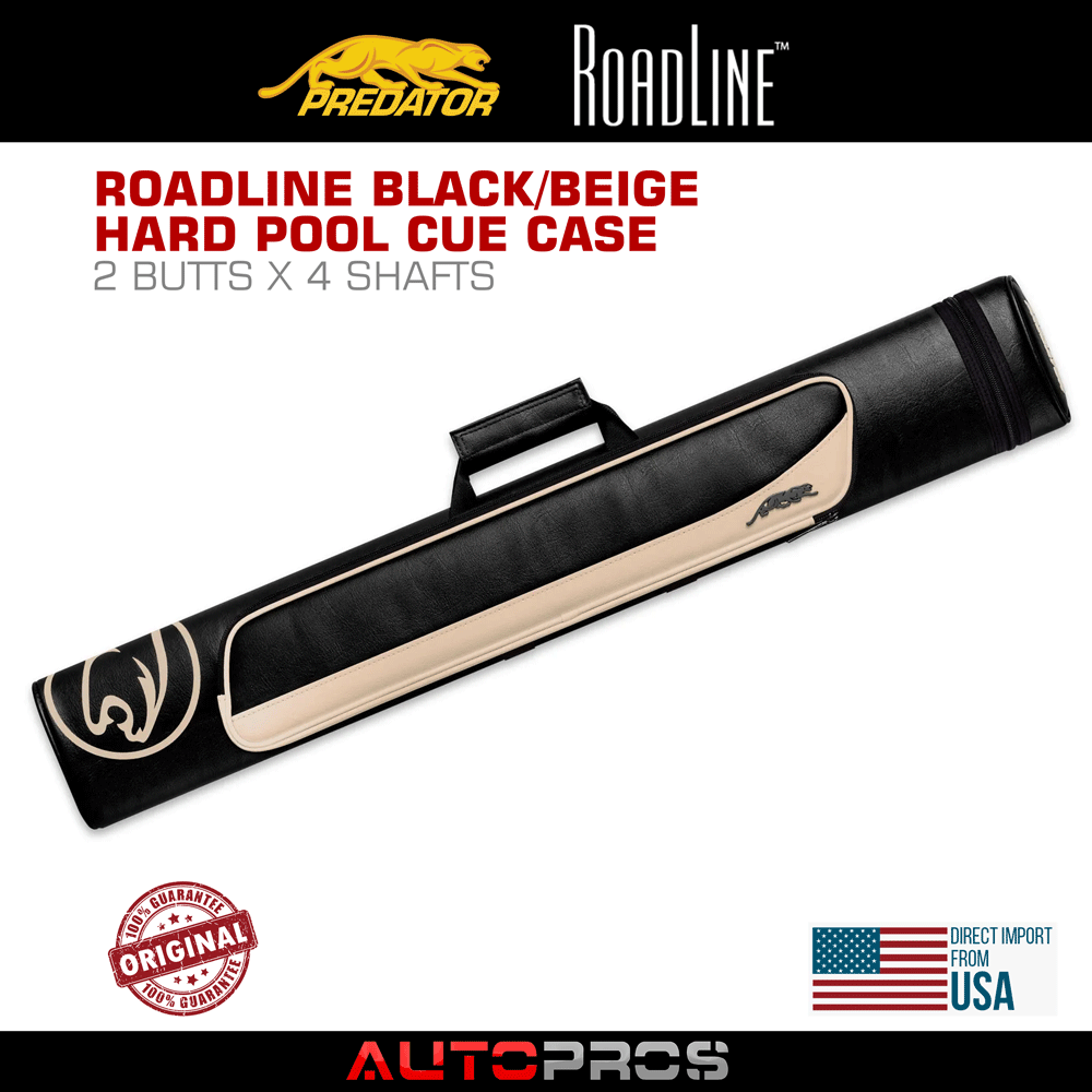 Predator Roadline Black/Beige Hard Pool Cue Case - 2 Butts x 4 Shafts ...