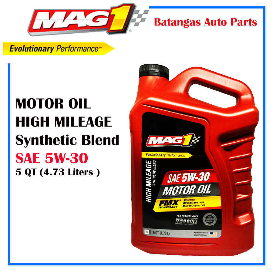 MAG 1 High Mileage Synthetic Blend SAE 5W-30 Motor Oil 4.73Liters For ...
