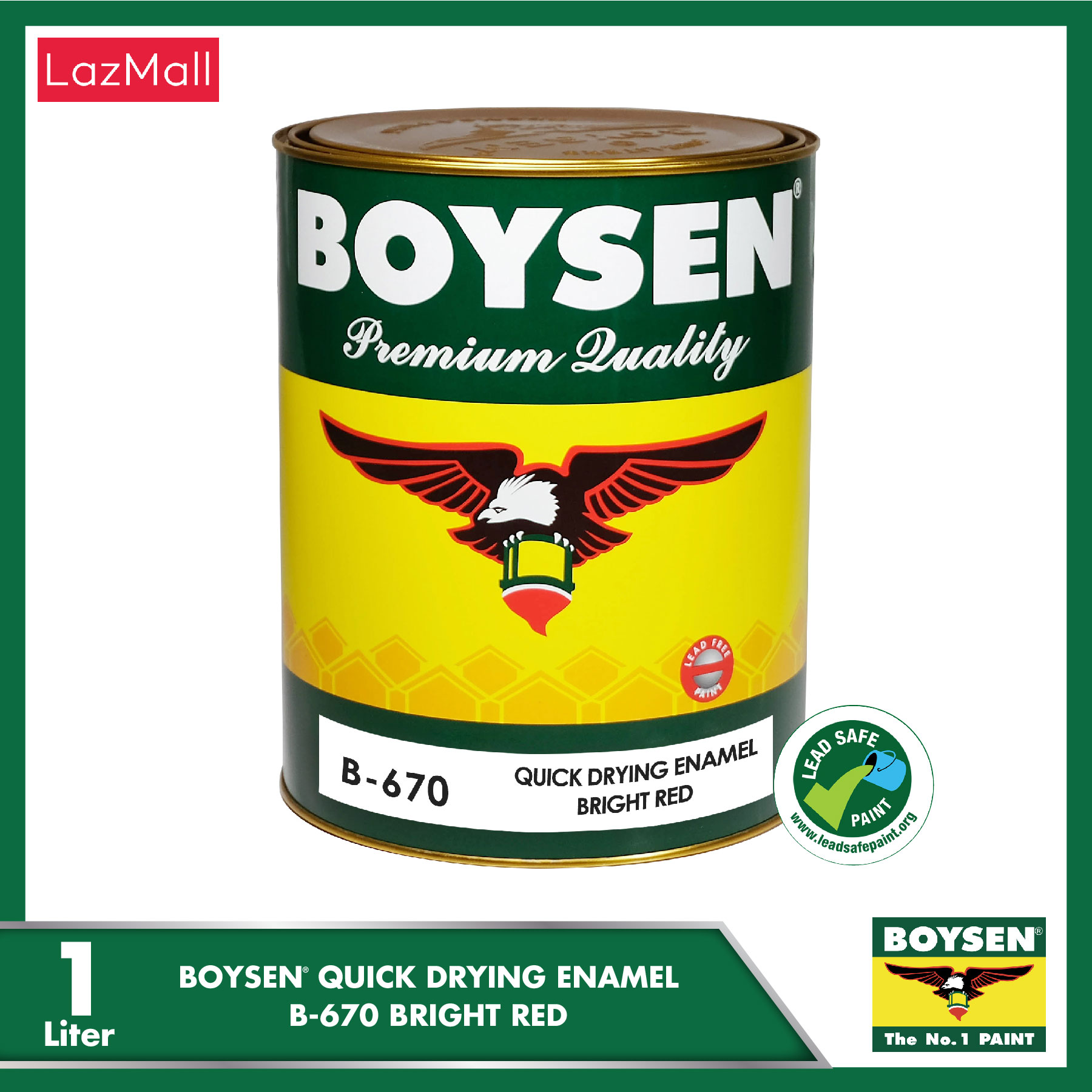 BOYSEN Quick Drying Enamel Bright Red B670-1L | Lazada PH