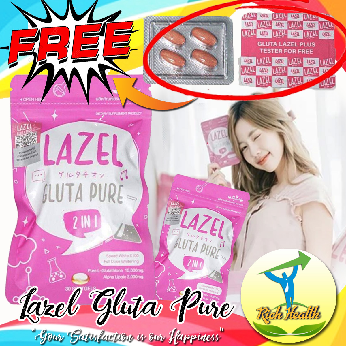 100% Original LAZEL GLUTA PURE Speed White 100x 30 softgels [ORIGINAL ...