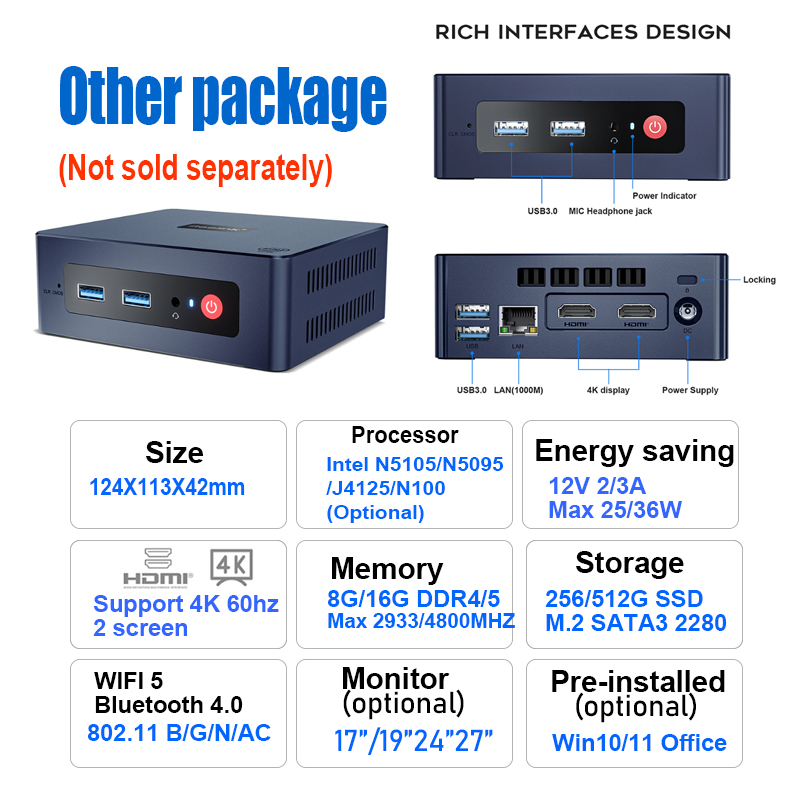 PROVISION Mini Desktop Computer Set With Intel core 12th 11th Processor ...