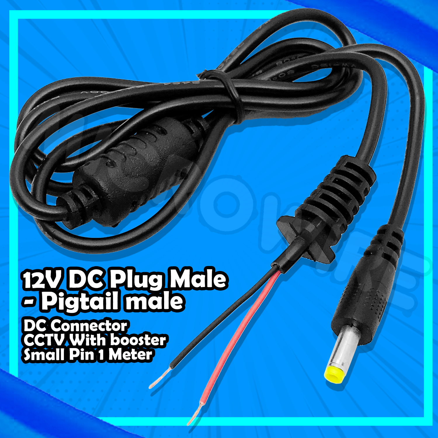12V DC Plug Male - Pigtail male - DC Connector CCTV With booster 1 ...