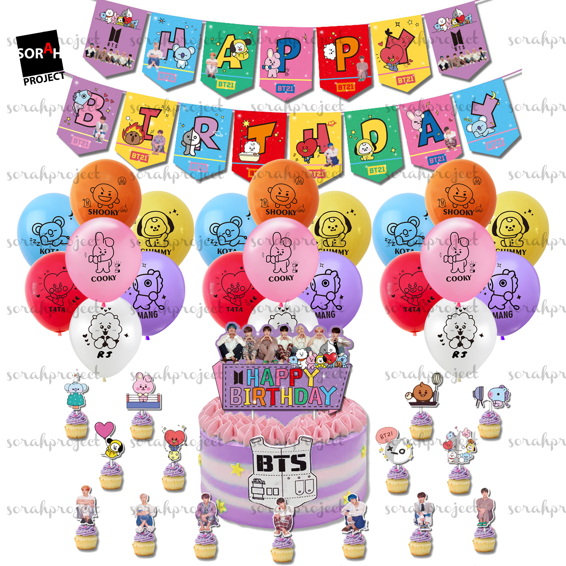 KPOP BT21 BTS 2 Birthday Party Decoration Balloon Theme Set Package DIY ...