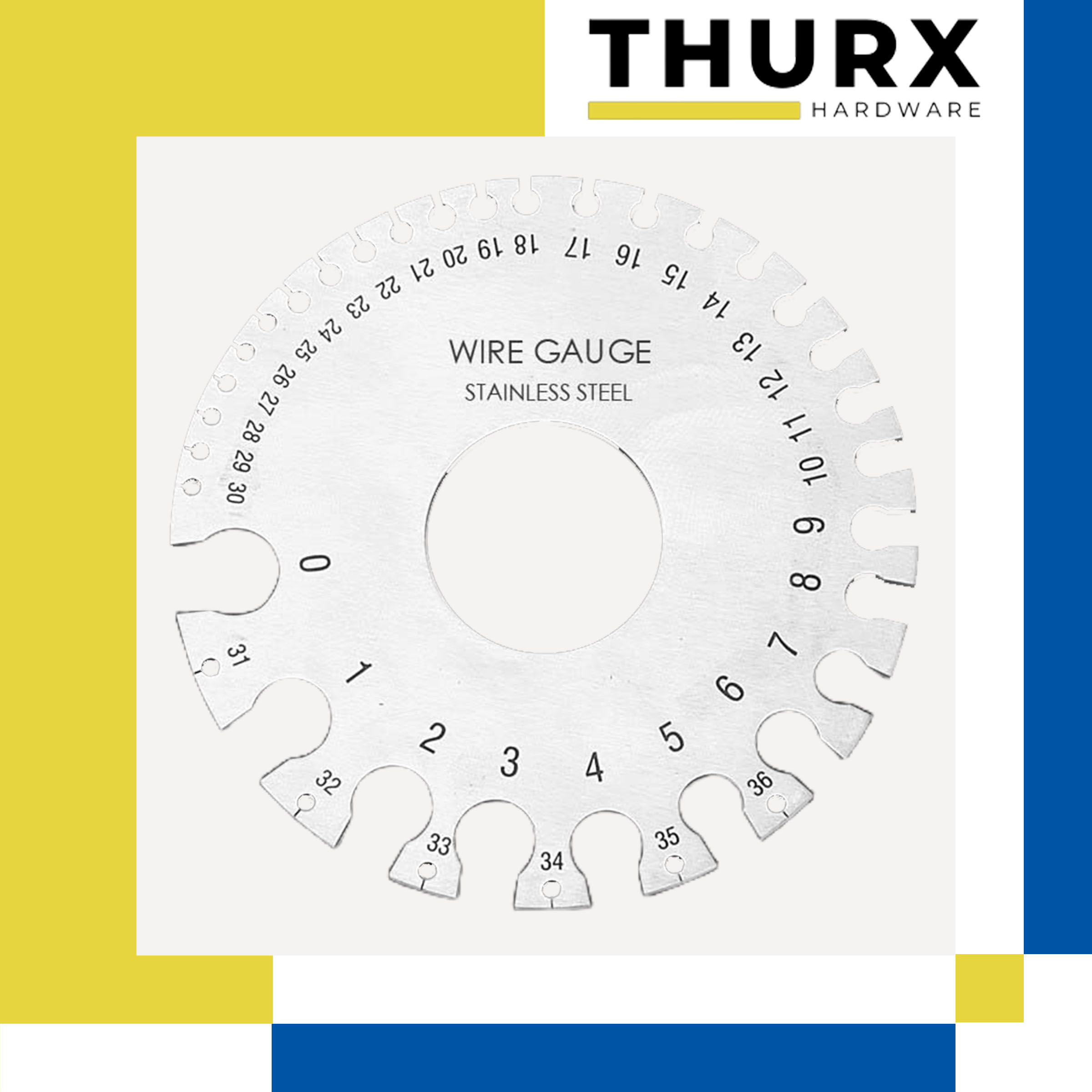 Thurx Wire Gauge 0-36mm AWG SWG Stainless Steel Thickness Ruler Gauge ...