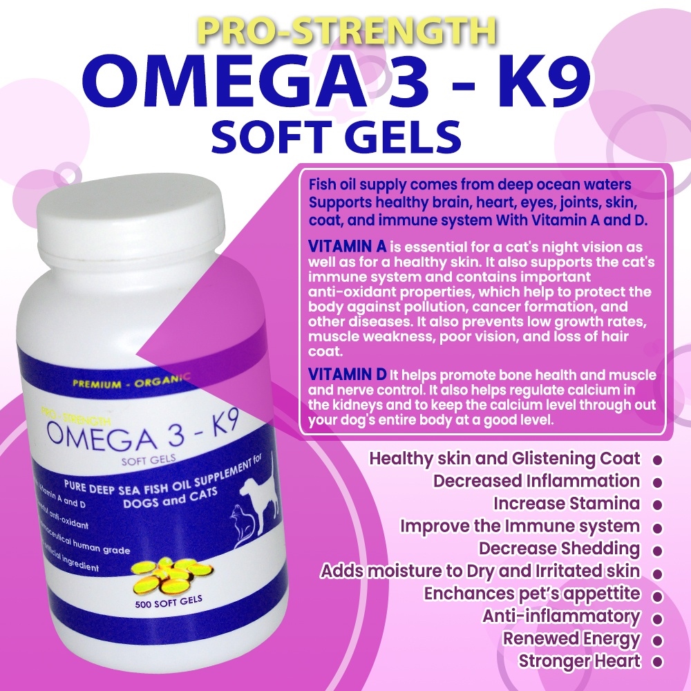LKJ-Pure Deep Sea Fish Oil Omega 3-K9 500 Soft Gels Dogs Cat Supplement ...