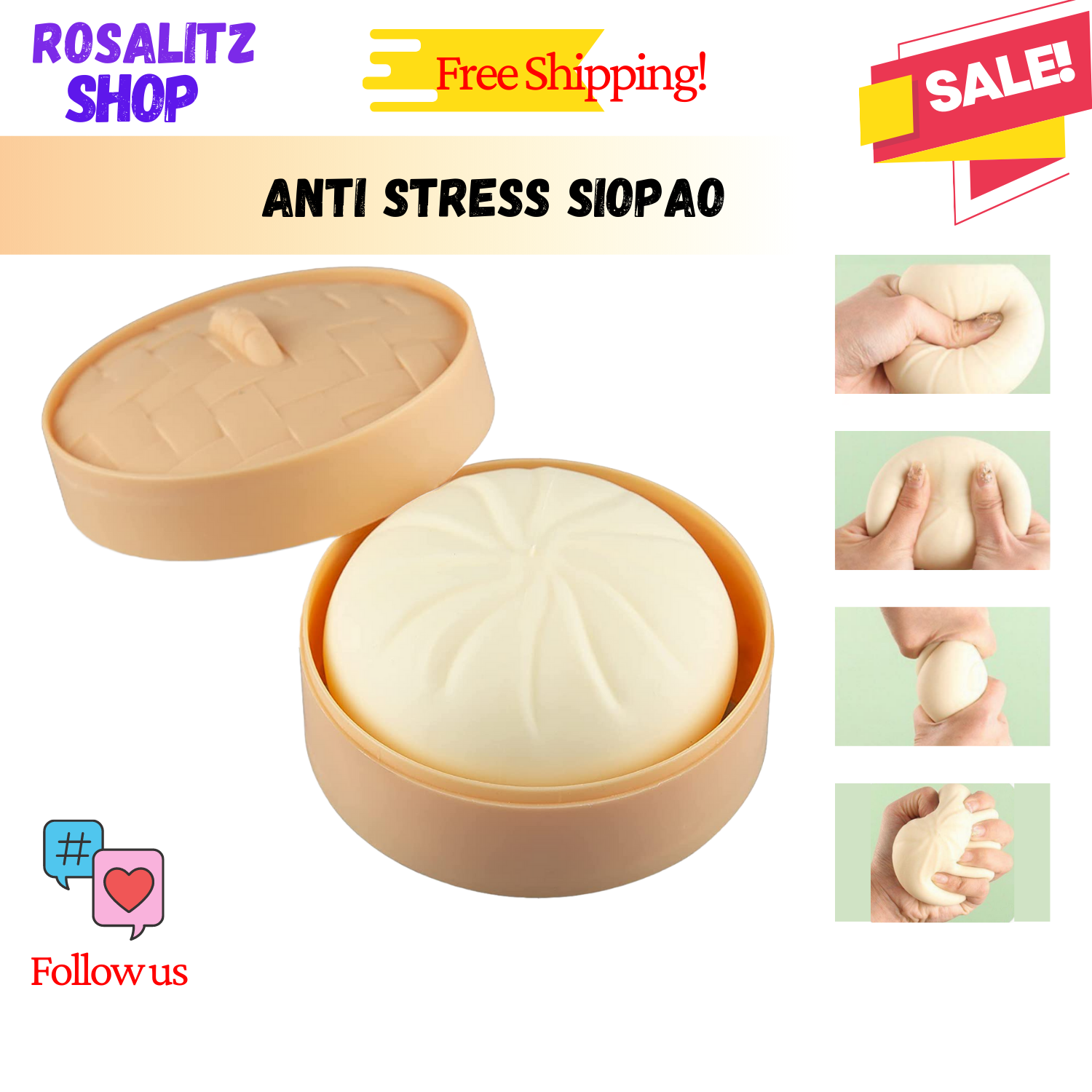 rosalitz Dumpling Squishy Stress Ball Fidget Toy Dough Ball Squishy Bun ...