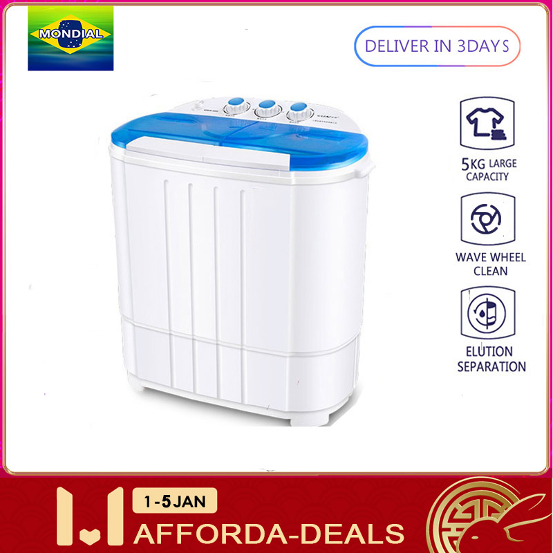 MONDIAL Mini double barrel washing machine, two water tanks, 5KG ...