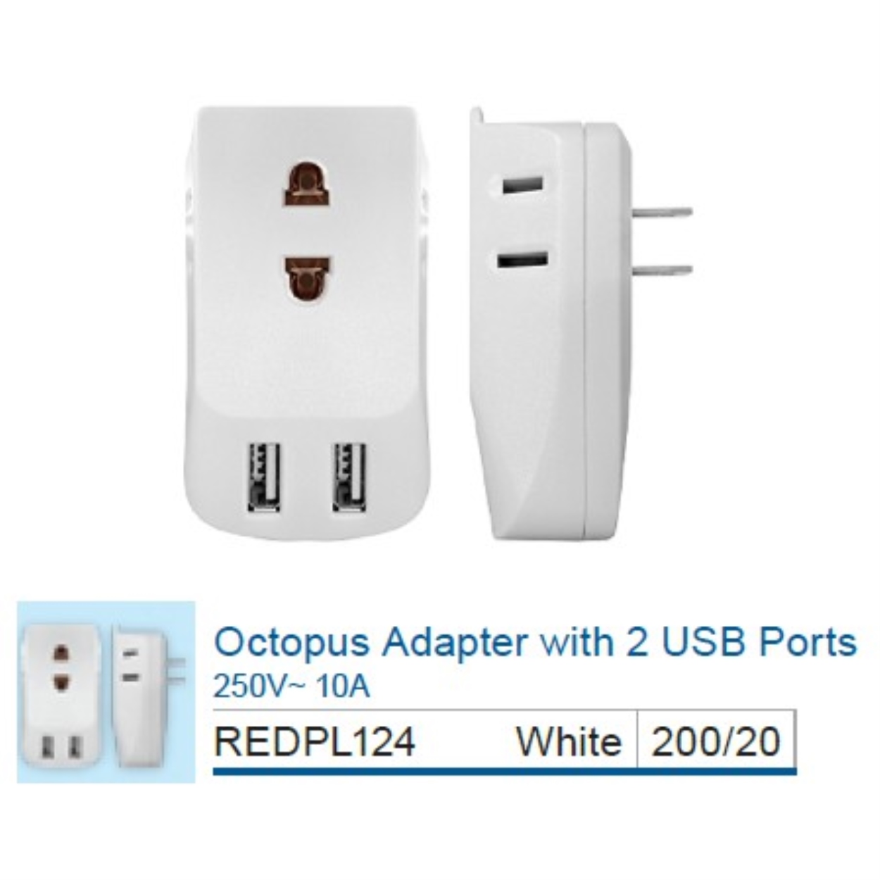 ROYU Octopus and Universal Adapter with 2 USB Ports Universal Adapter ...